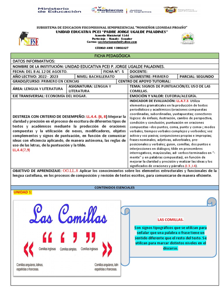 C51.2 Lengua | PDF | Oración (Lingüística) | Comillas