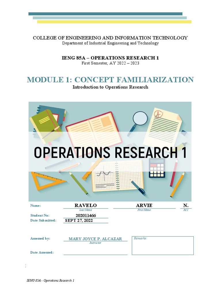 Module 1 - Concept Familiarization | PDF | Operations Research | Learning Module 1 - Concept Familiarization | PDF | Operations Research | Learning