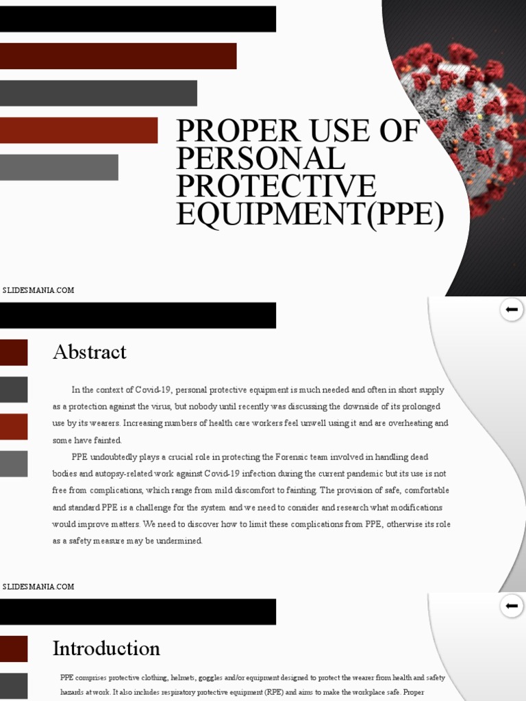 Proper Use of Personal Protective Equipment (Ppe) | PDF | Personal ...