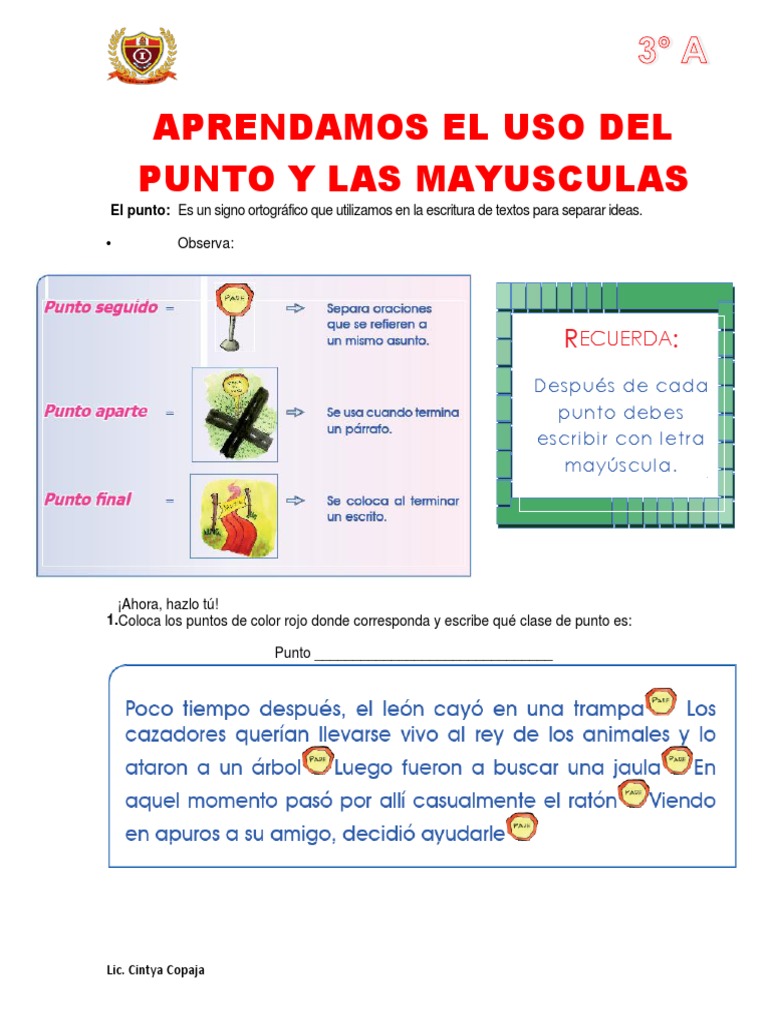 Hojas De Trabajo Sobre Mayúsculas Y Puntuación Taller De