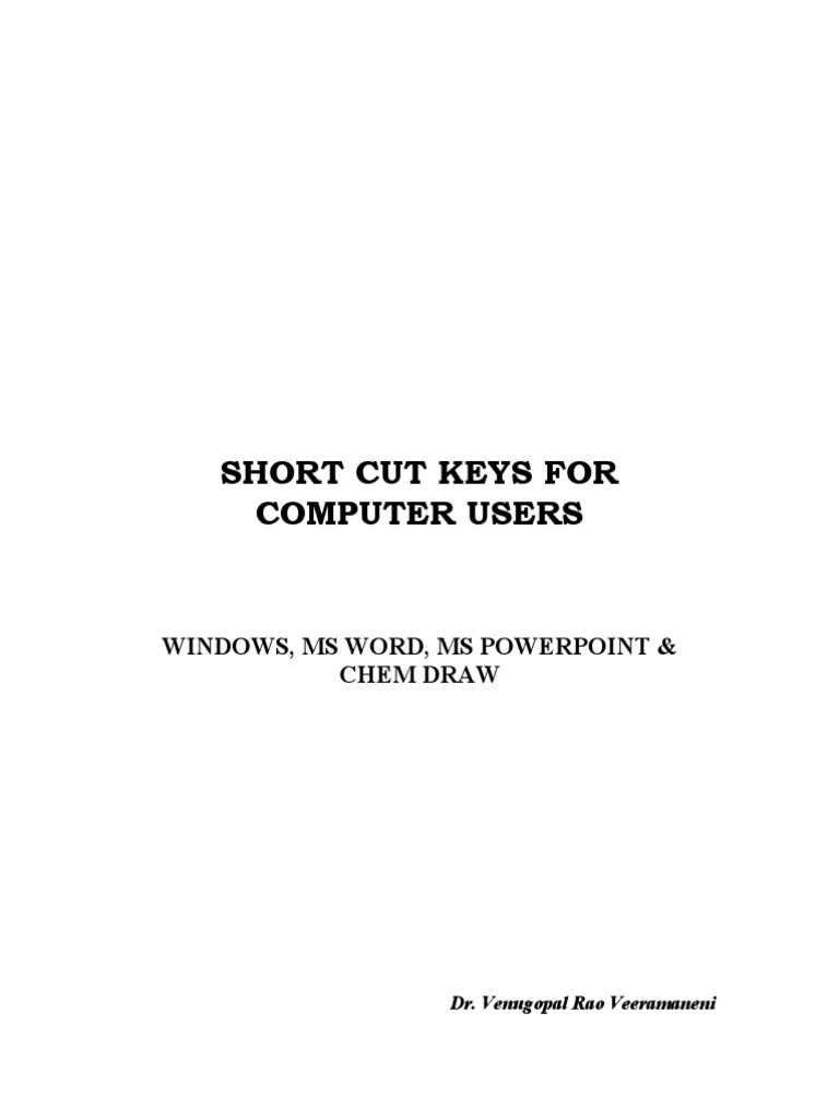 Short Cut Keys For Computer Users | PDF | Keyboard Shortcut | Human ...