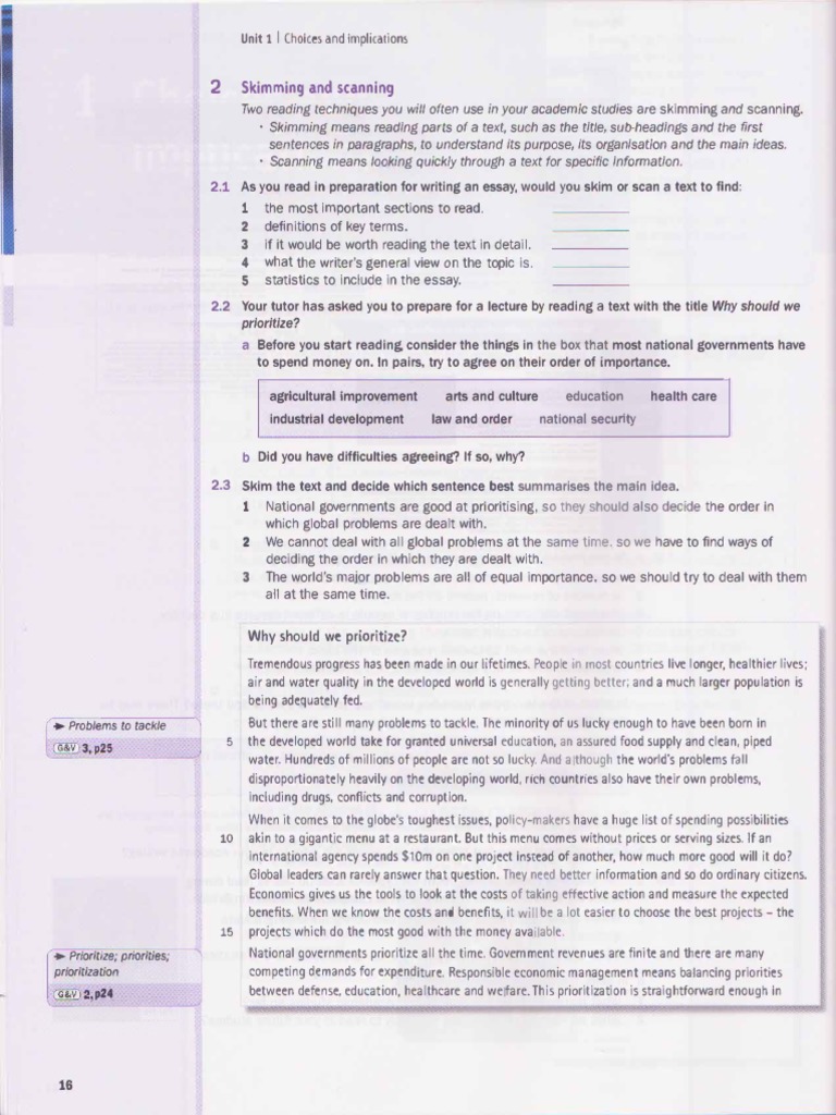 1 - Choices and Implications - Skimming and Scanning - Cambridge ...