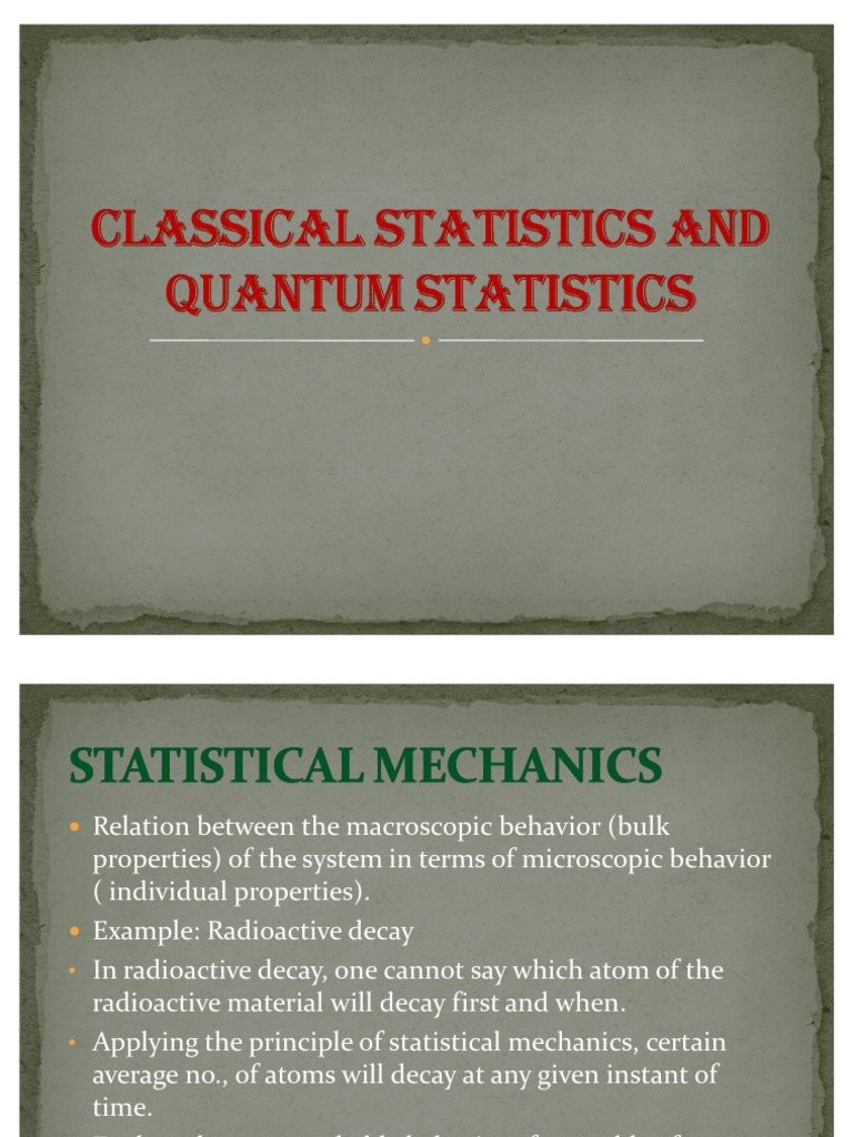 Classical Statistics and Quantum Statistics | Download Free PDF ...