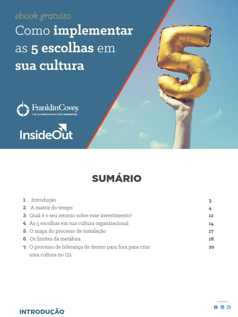 Ebook - Como Implementar As 5 Escolhas Na Sua cultura-InsideOut | PDF | Tempo | Aprendizado