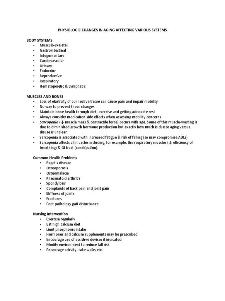 8 PHYSIOLOGIC CHANGES IN AGING AFFECTING VARIOUS SYSTEMS 2nd Part | PDF | Urinary Incontinence ...