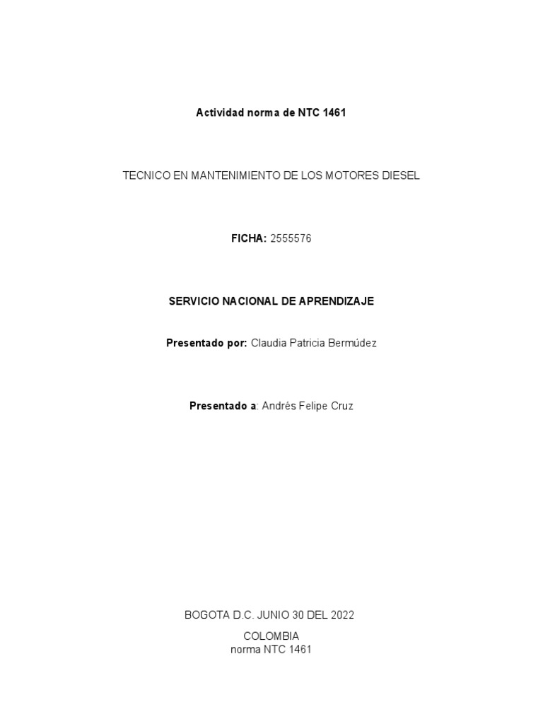 Actividad Norma de NTC 1461 | PDF