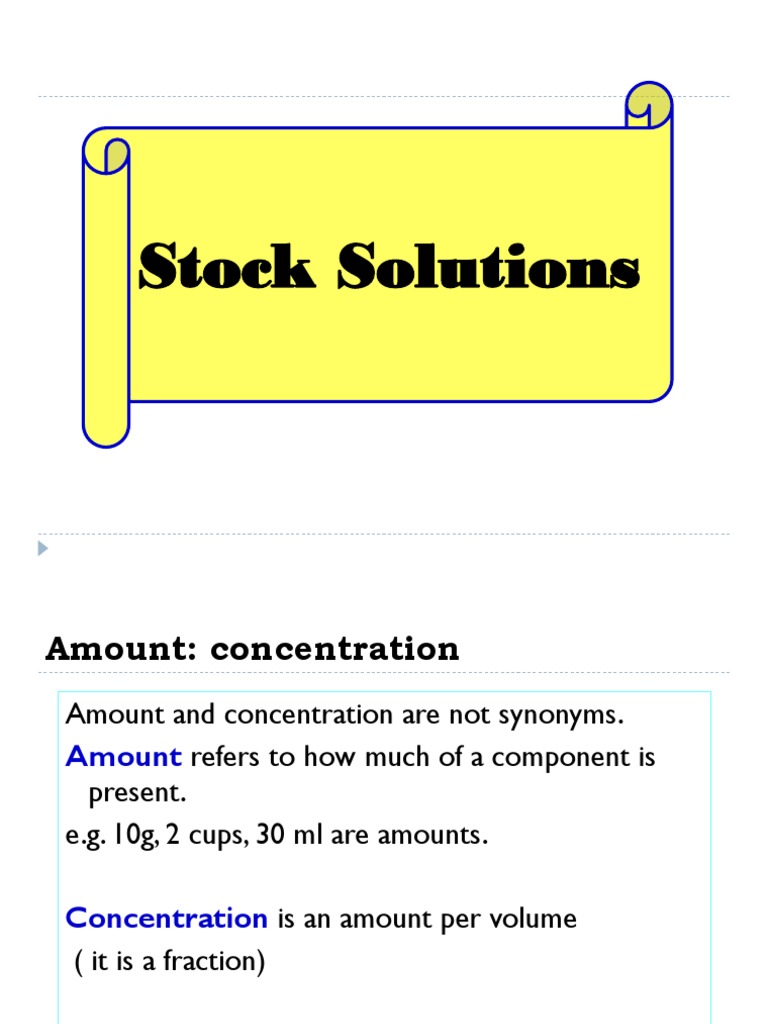 MBT Lab Stock Solutions | PDF | Mass Concentration (Chemistry ...