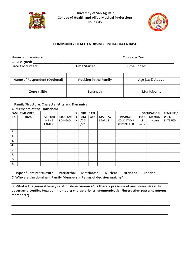 Idb Assessment Form | PDF | Health Sciences | Public Health