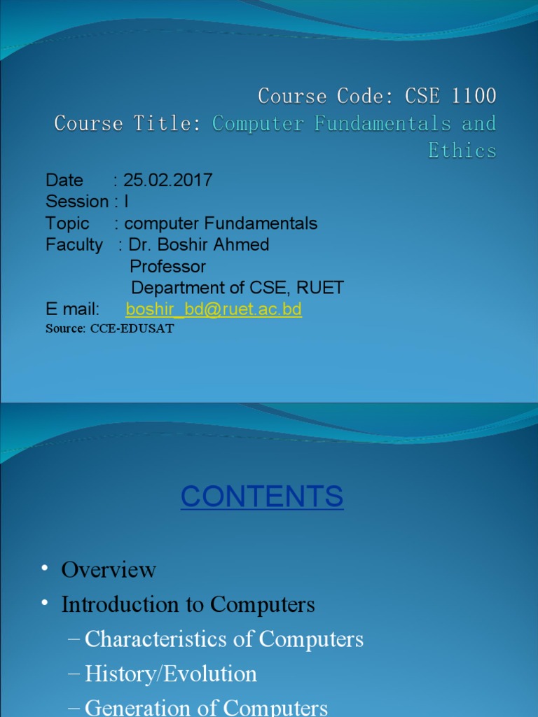 Computer Fundamentals Overview | PDF | Integrated Circuit | Input/Output