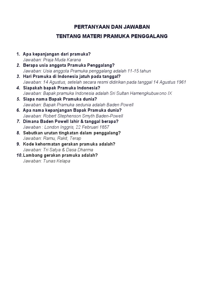 Materi Pramuka Penggalang Pdf 