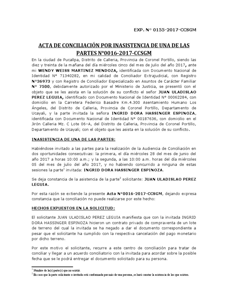 Introducir 113 Imagen Modelo De Acta De Inasistencia