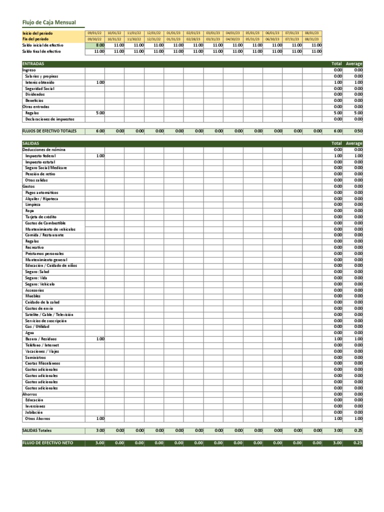 Cash Flow Worksheet | PDF | Flujo de efectivo | Economias