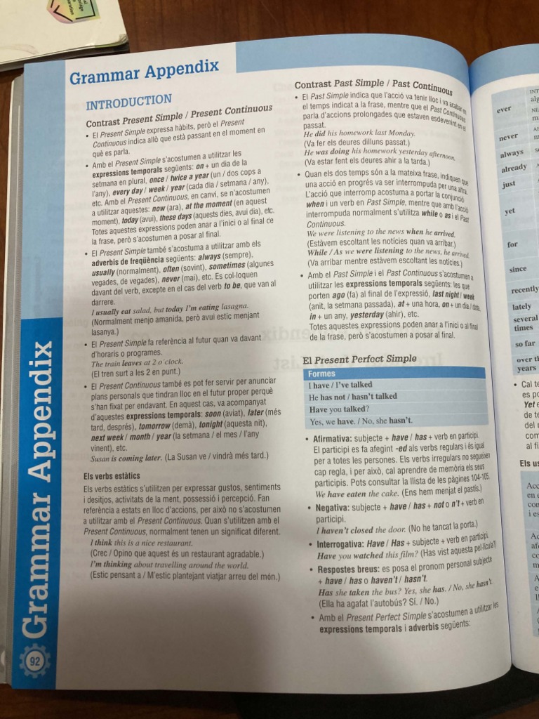 ESO 4 - Activity Book - Grammar Appendix - Page 92 | PDF