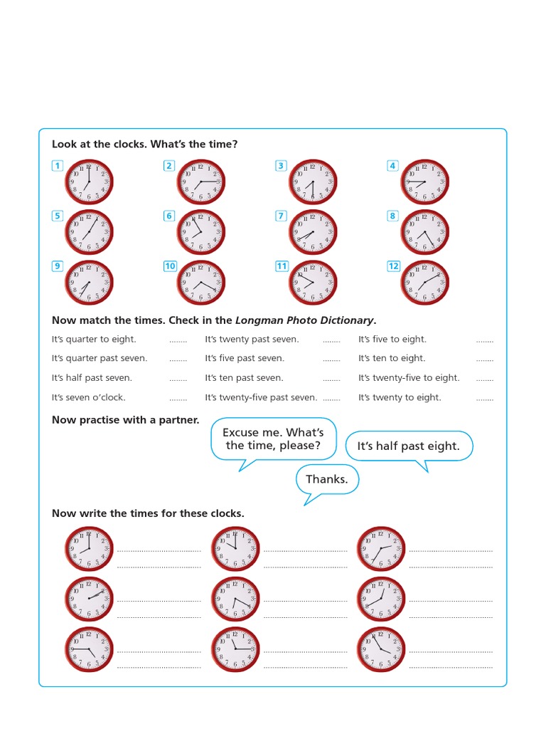 Telling Time Practice Exercises | PDF