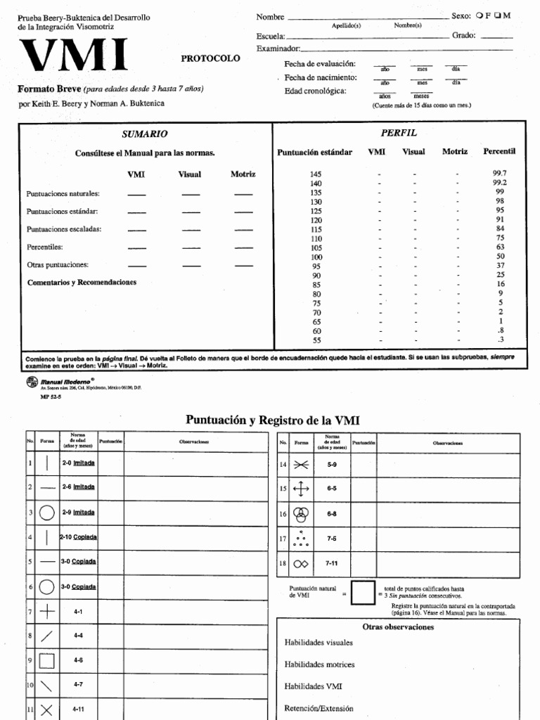 VMI de 3 A 7 Años | PDF