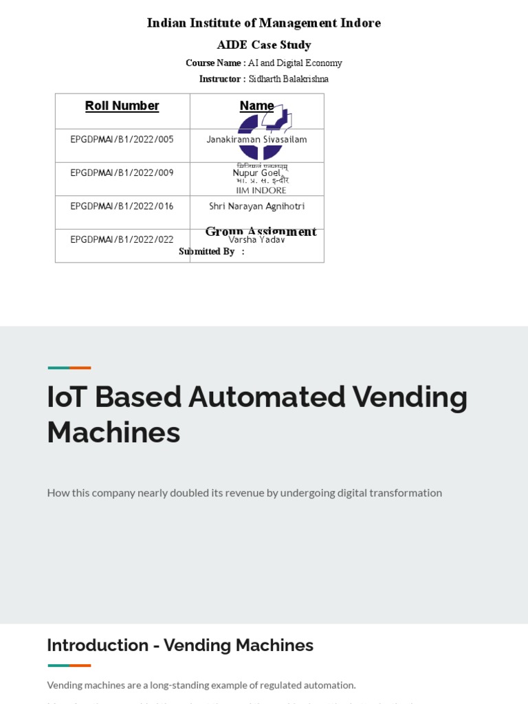 AIDE - Case Study | PDF | Vending Machine | Artificial Intelligence