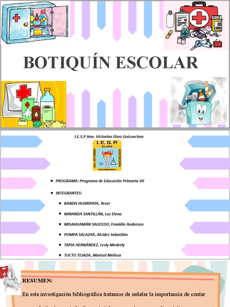 Botiquin Escolar | PDF | Primeros auxilios | Medicina