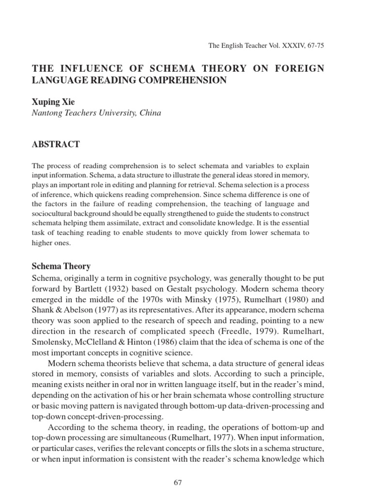 The Influence of Schema Theory On Foreign Language Reading ...