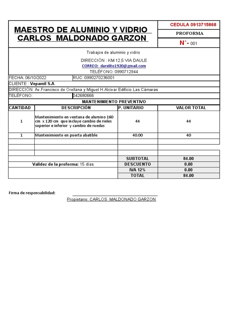 Proforma | PDF | Partes de vehículo | Vehículos