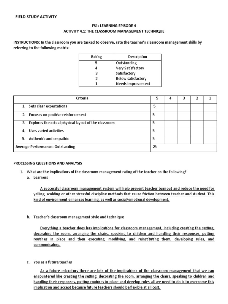 Activities 4 | PDF | Classroom Management | Classroom