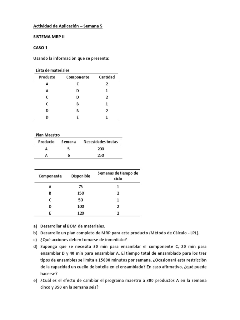 SEM5 - Casos MRP II | PDF