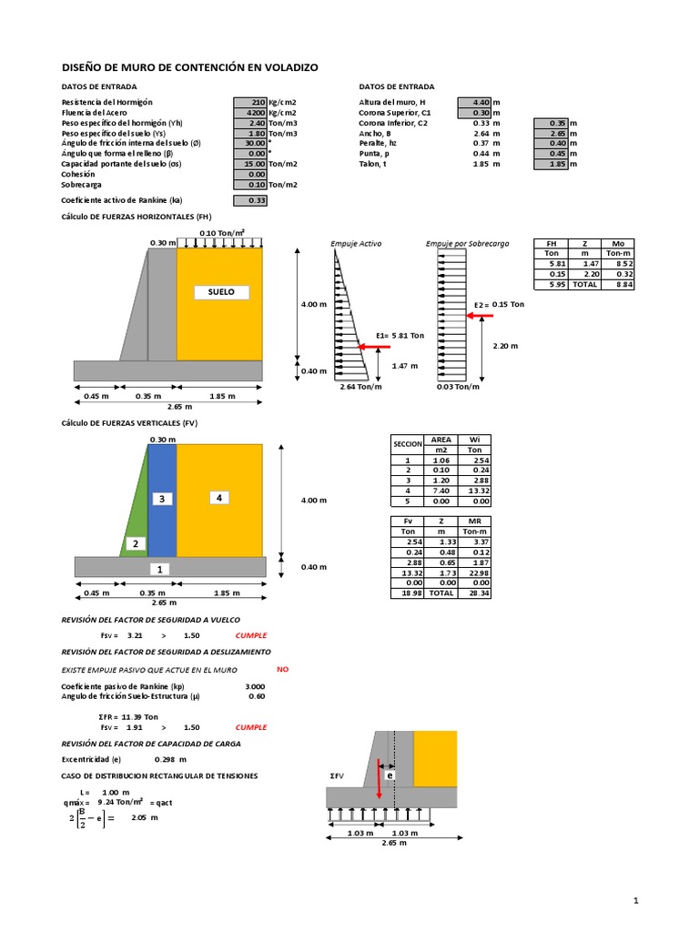 Diseño Muro Contencion en Voladizo | PDF | Ingeniería de Edificación | Diseño arquitectonico