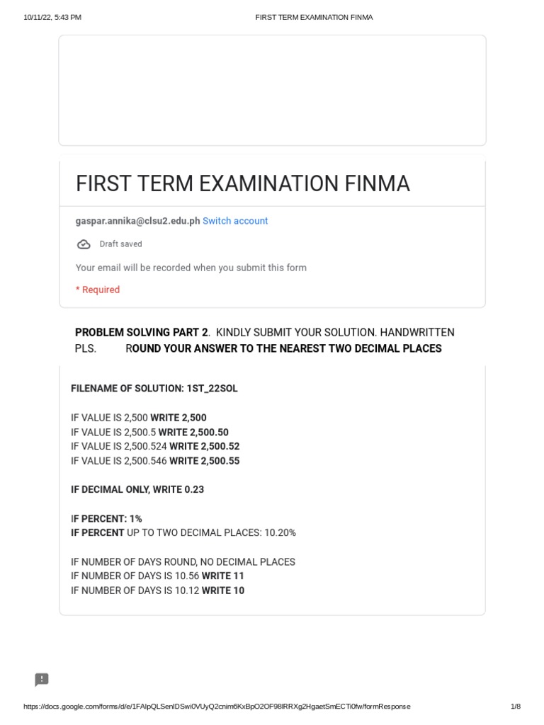 First Term Examination Finma | PDF | Revenue | Inventory