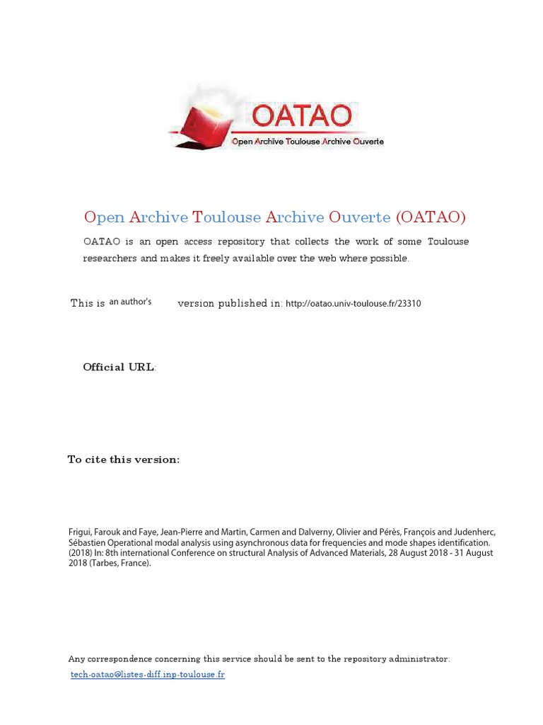4 Operational Modal Analysis Using Asynchronous Data For Frequencies and Mode Shapes ...