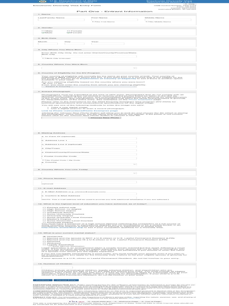 Electronic Diversity Visa Program 2024 | PDF