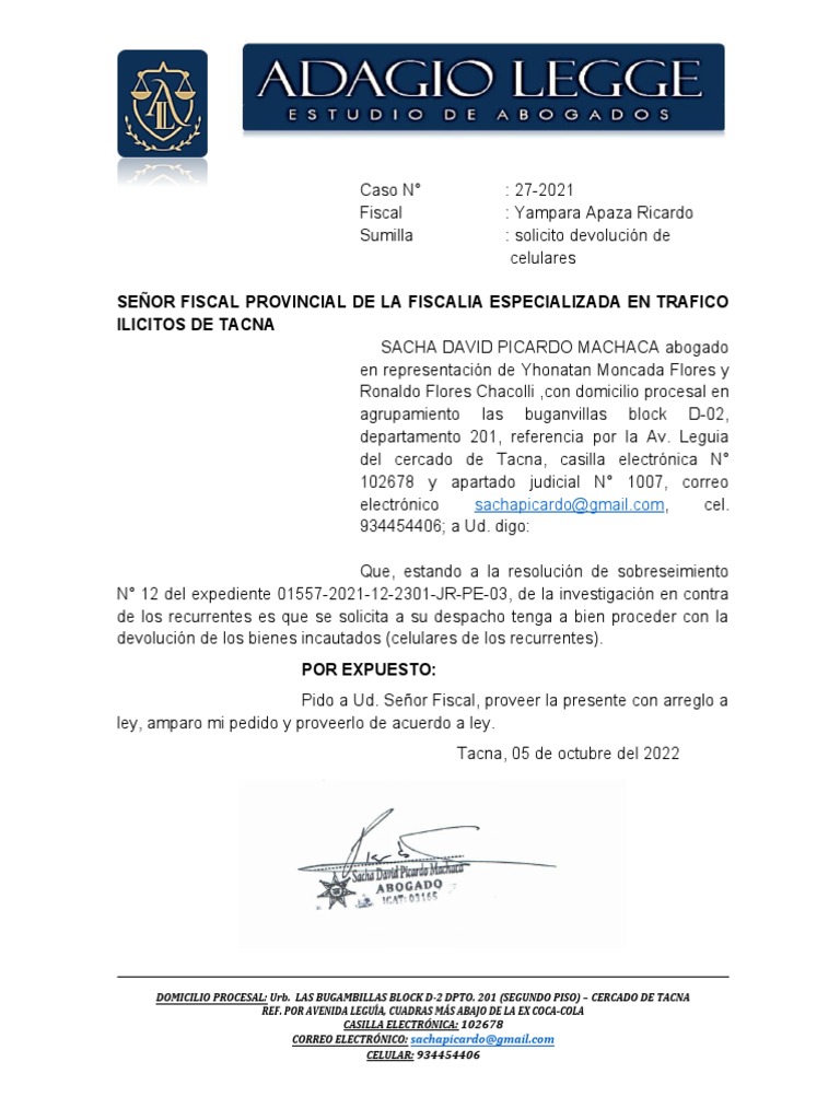 Solicitud de Devolución de Celulares | PDF