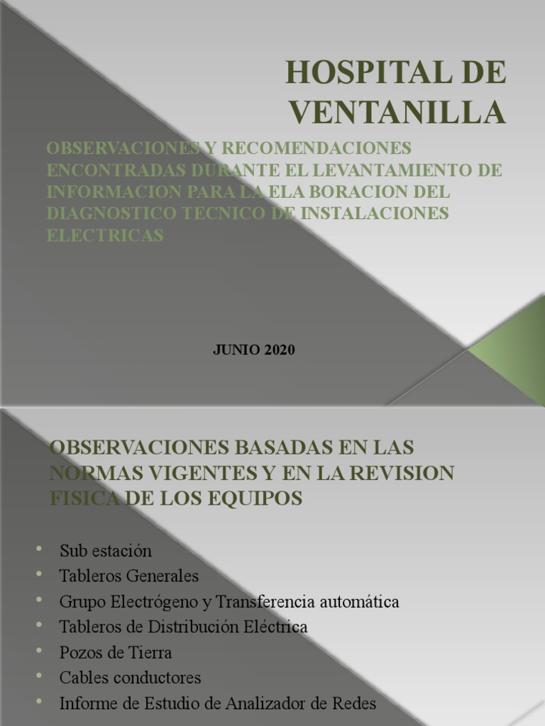 Observaciones y Recomendaciones Iiee Hospital de Ventanilla | PDF | Transformador | Distribución ...