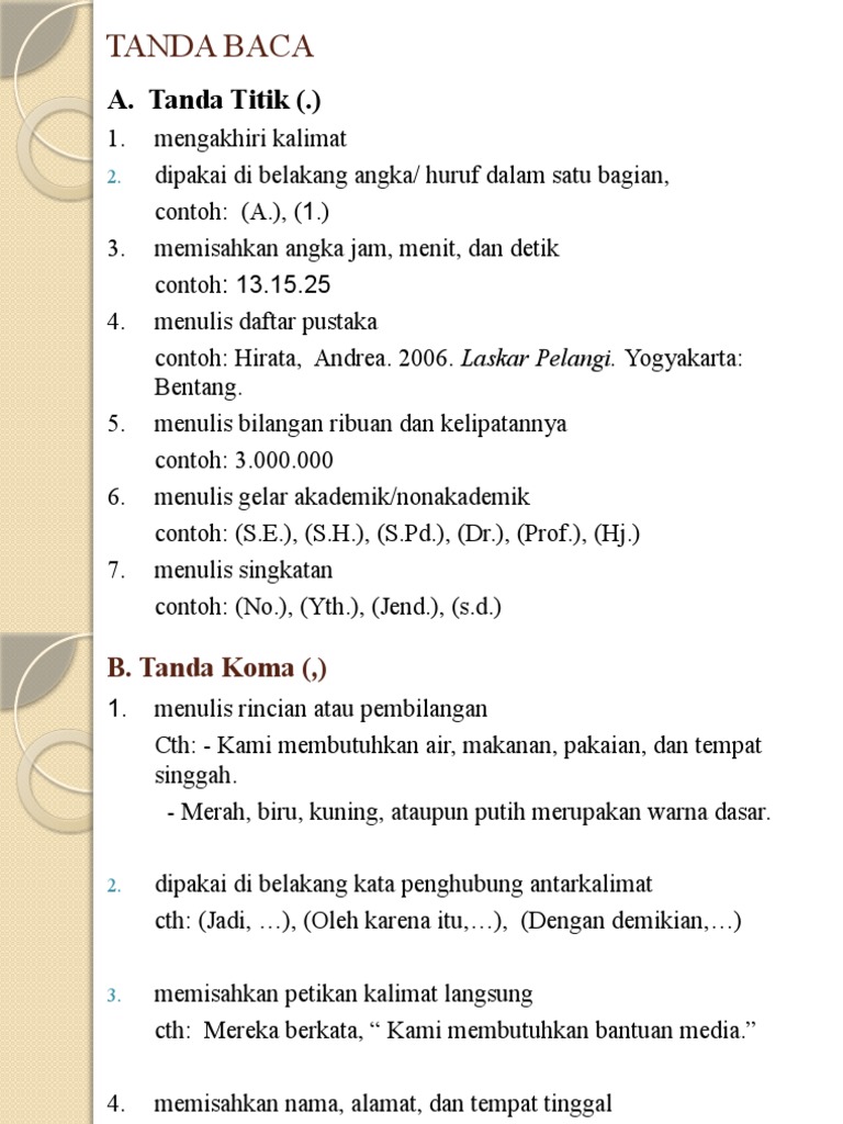 Tanda Baca Dan Kalimat | PDF | Seni & Disiplin Bahasa | Kajian Bahasa Asing
