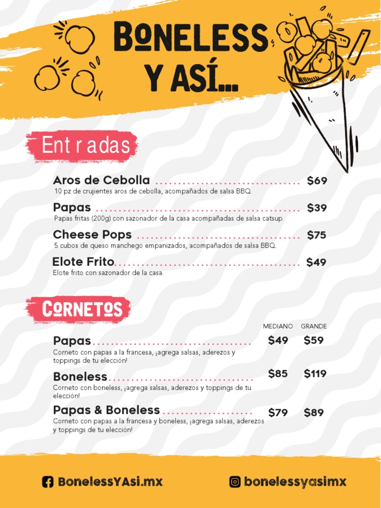 Menu Boneless y Asi | PDF | Cocina de las Americas | Alimentos