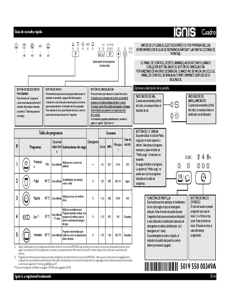 Ignis ADL 600 Dishwasher | PDF