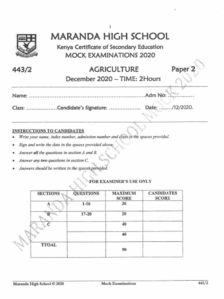 2020 Maranda Agri pp2 Qs | PDF