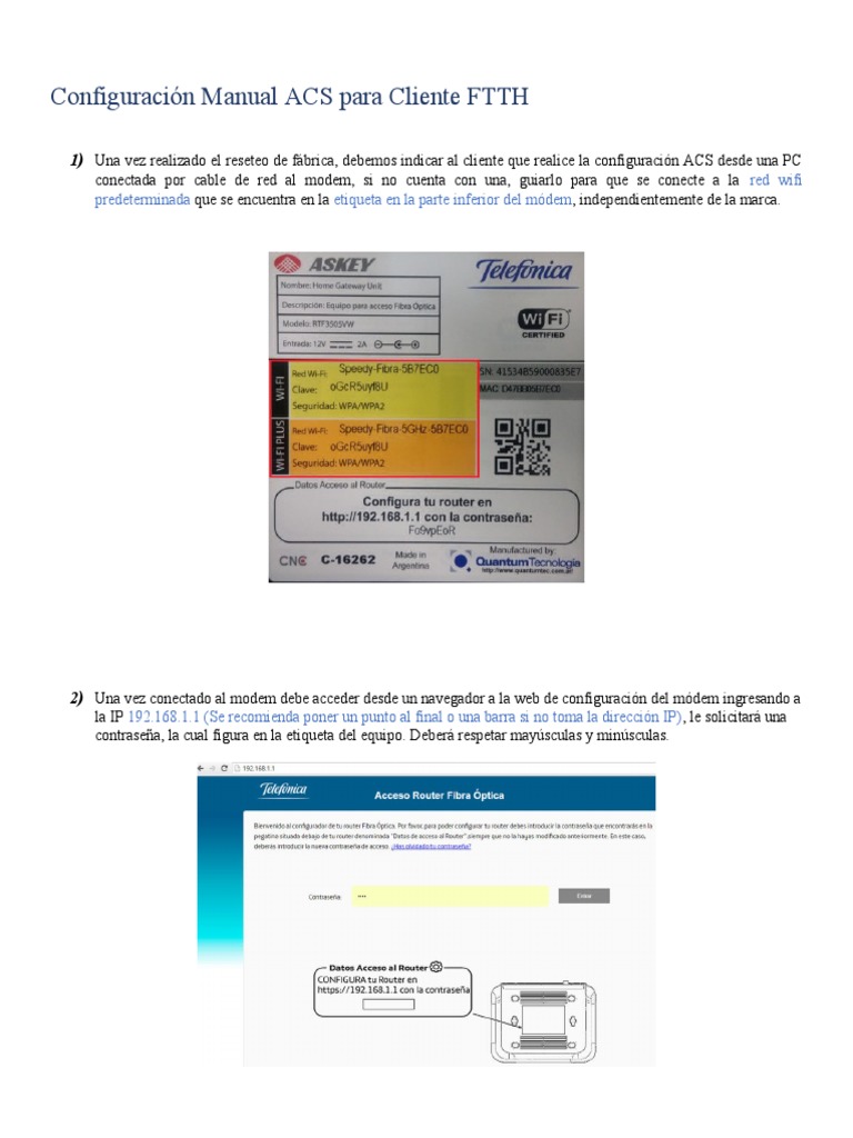 Configuración Manual ACS | PDF | Contraseña | Módem