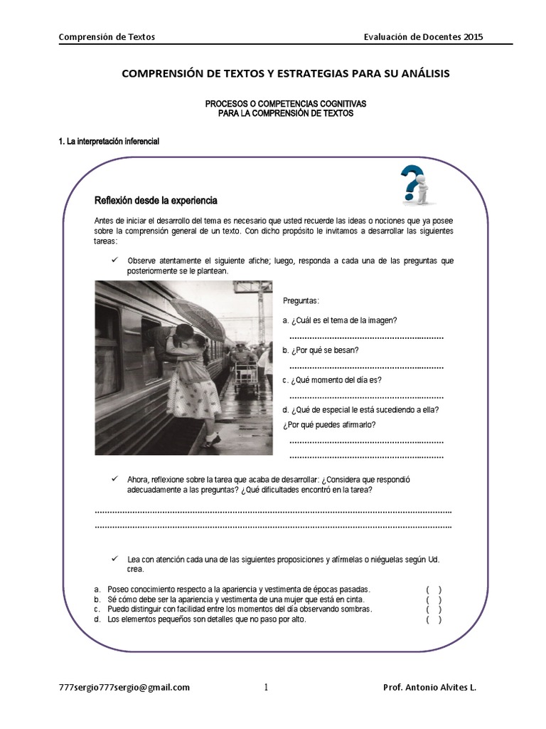 Comprensión Del Texto INTERPRETACIÓN | PDF | Prueba (evaluación ...