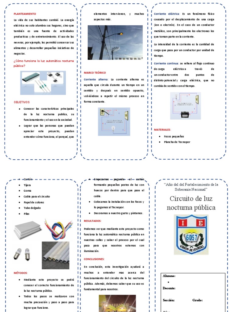 Triptico Circuito de Luz | PDF | Corriente eléctrica | Ingenieria Eléctrica