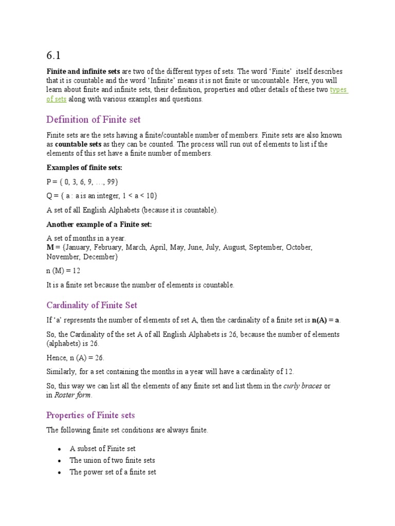 Finite and Infinite | PDF | Set (Mathematics) | Infinity