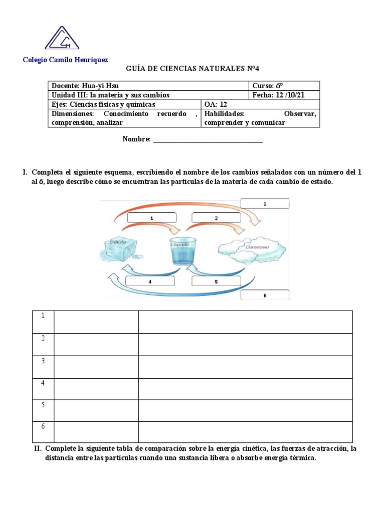 Guia de Los Cambios de Estado de La Materia | PDF