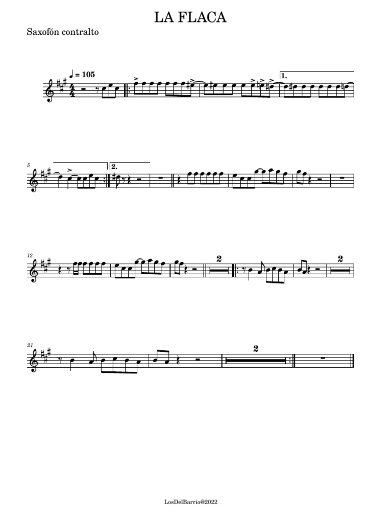LA FLACA-Saxofón Contralto | PDF