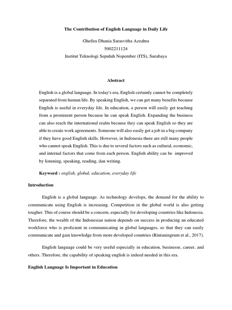Importance of English in Daily Life | PDF | English Language | Internet