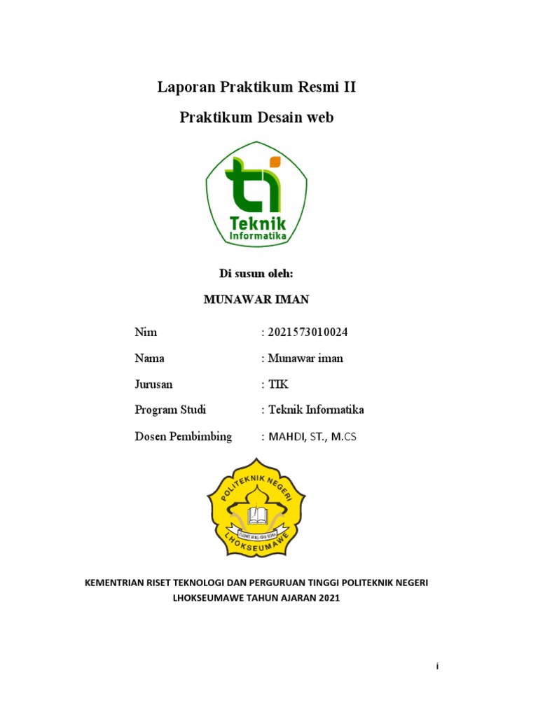 Laporan Praktikum Resmi Desain Web | PDF