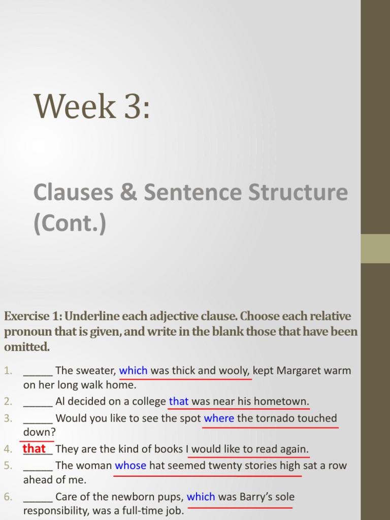 1A Sentence Building Key - Week 3 | PDF | Grammar | Syntax 1A Sentence Building Key - Week 3 | PDF | Grammar | Syntax