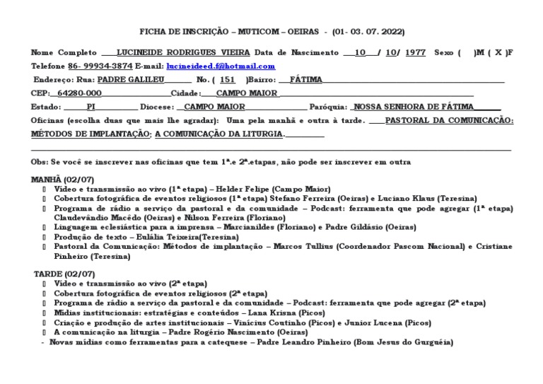 Ficha - Pascom | PDF