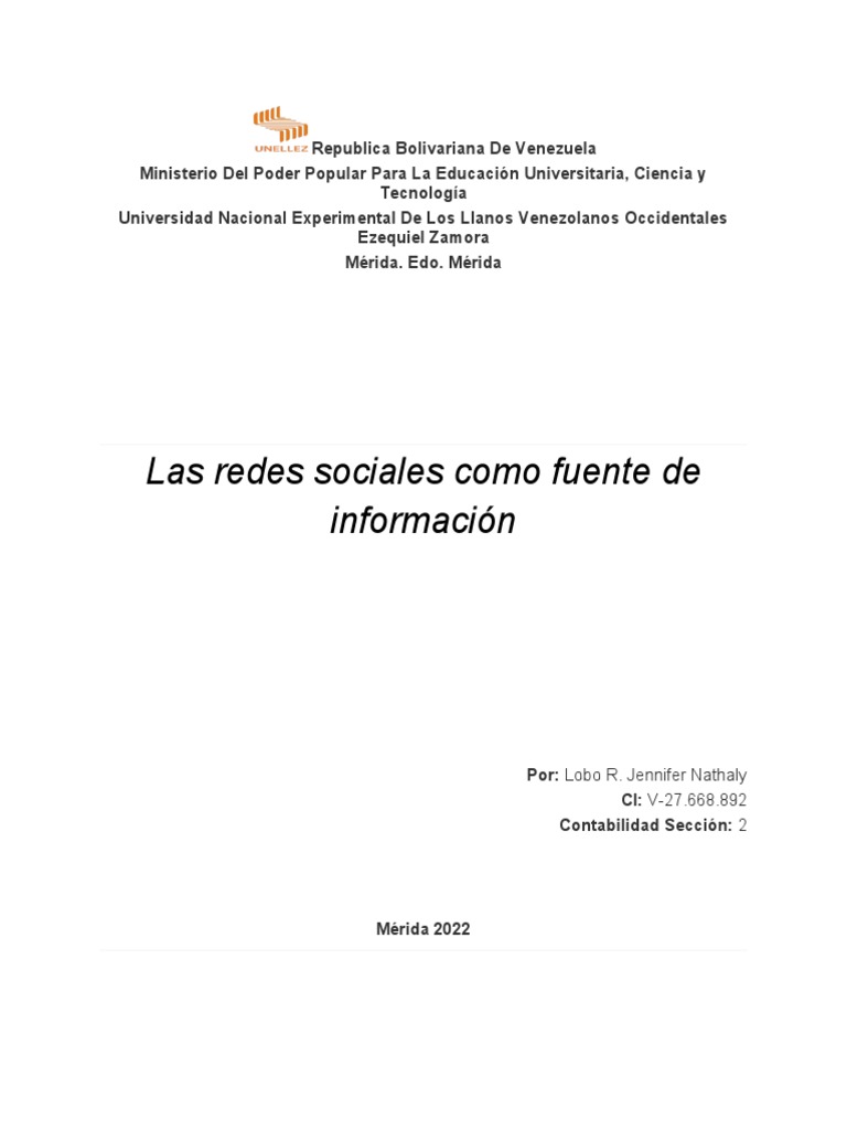 Las Redes Sociales Como Fuente de Información | PDF | Servicio de redes ...
