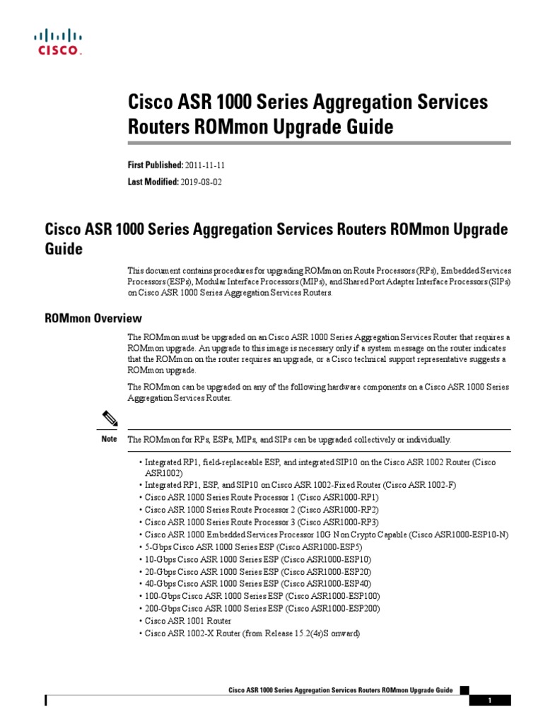 Asr1000 Rommon Upg Guide | PDF