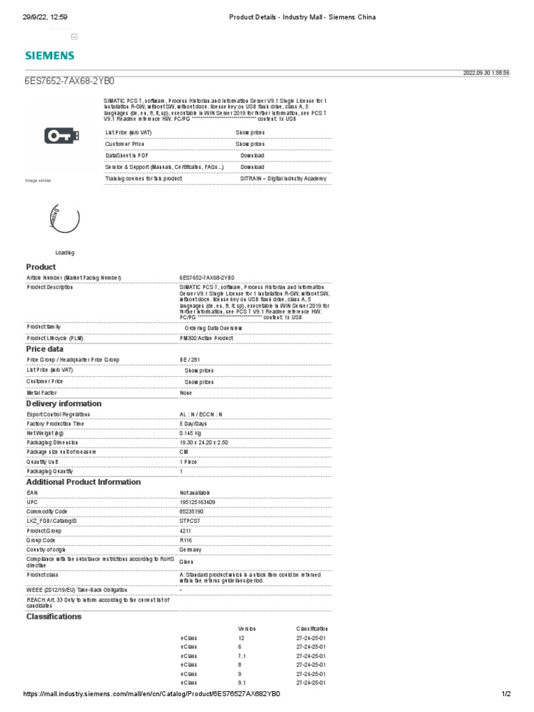 SIMATIC PCS 7, Software, Process Historian and Information Server V9.1 ...