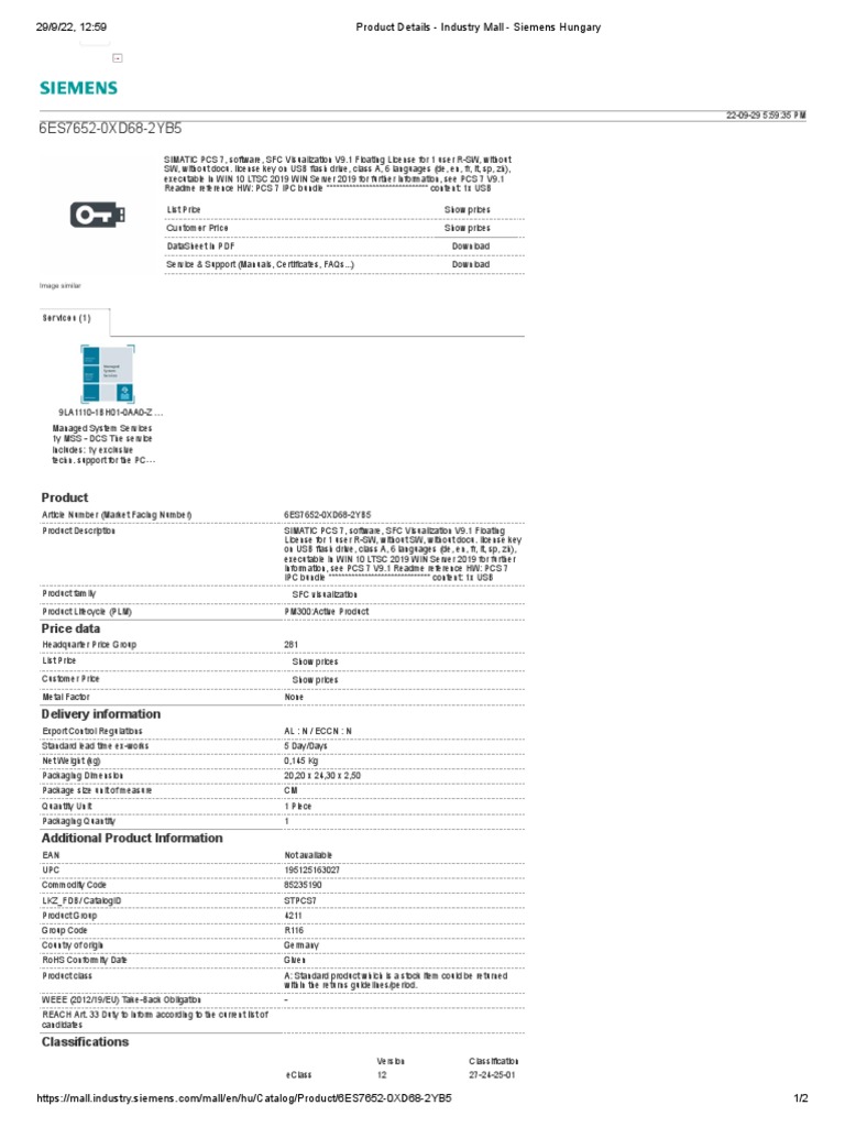 SIMATIC PCS 7, Software, SFC Visualization V9.1 Floating License For 1 ...