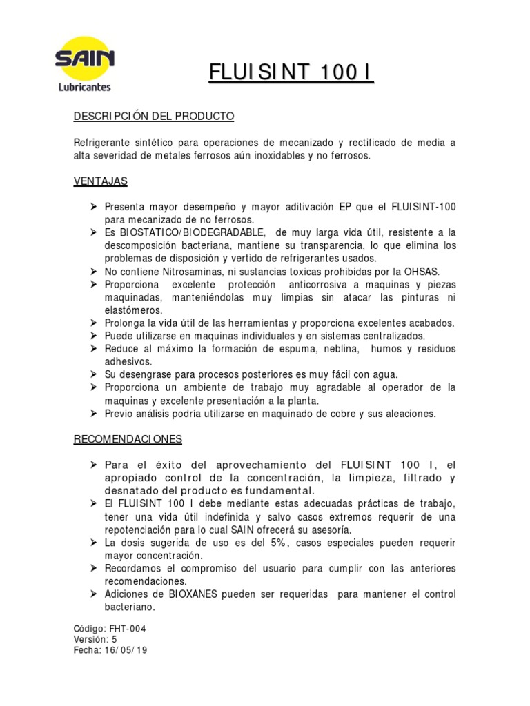 Sain-Fluisint 100 I | PDF | Materiales | Química
